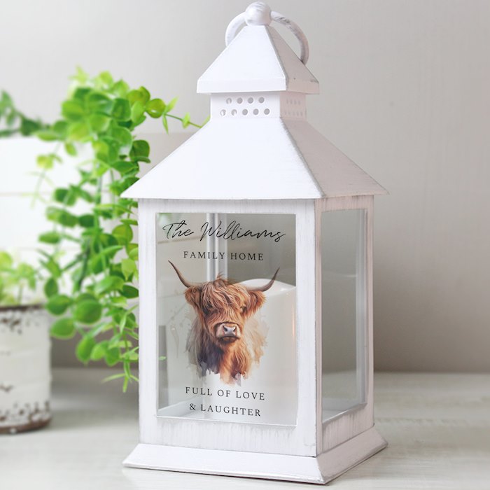 Personalised Highland Cow LED Lantern | SpecialMoment.co.uk