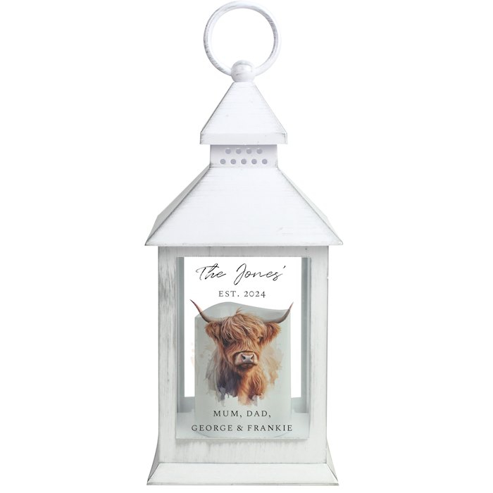 Personalised Highland Cow LED Lantern | SpecialMoment.co.uk