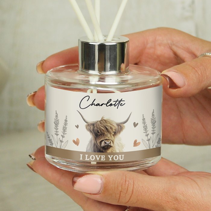 Personalised Highland Cow Reed Diffuser | SpecialMoment.co.uk