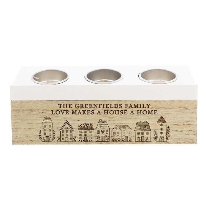 Personalised HOME Triple Tea Light Box | SpecialMoment.co.uk