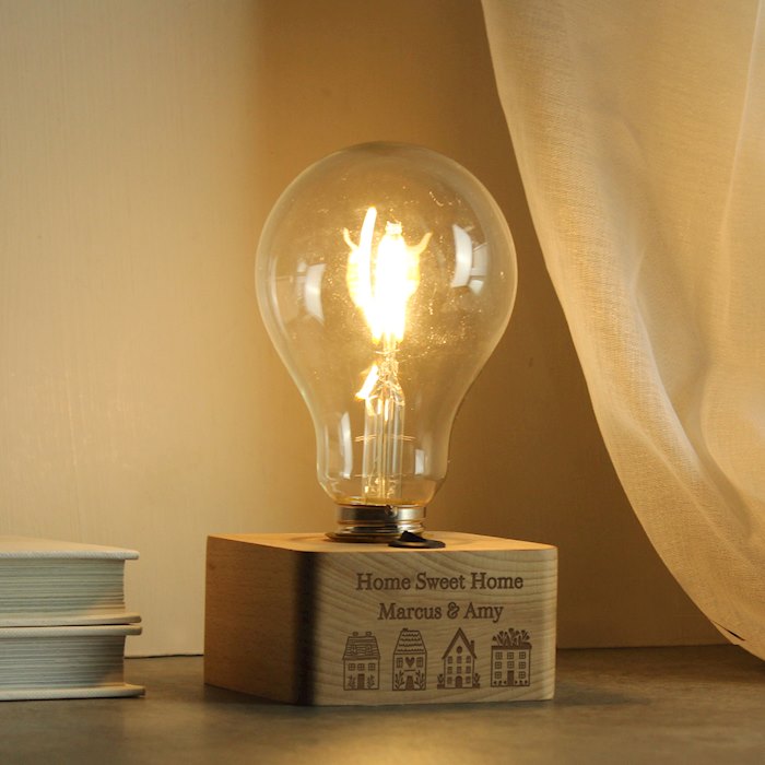 Personalised Home Wooden Bulb Light | SpecialMoment.co.uk