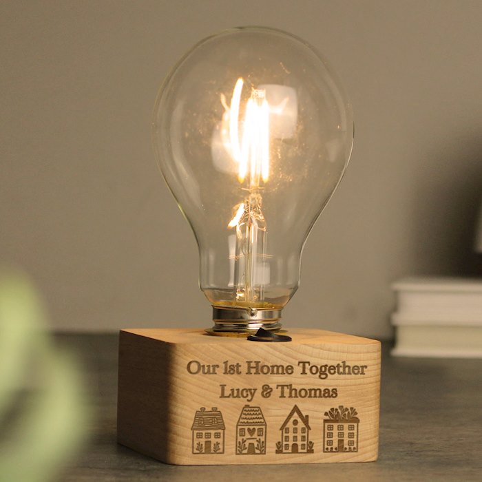 Personalised Home Wooden Bulb Light | SpecialMoment.co.uk
