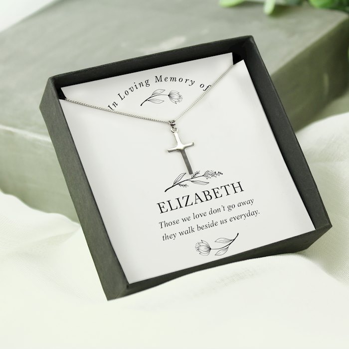 Personalised In Loving Memory Cross Sentiment Necklace and Box ...