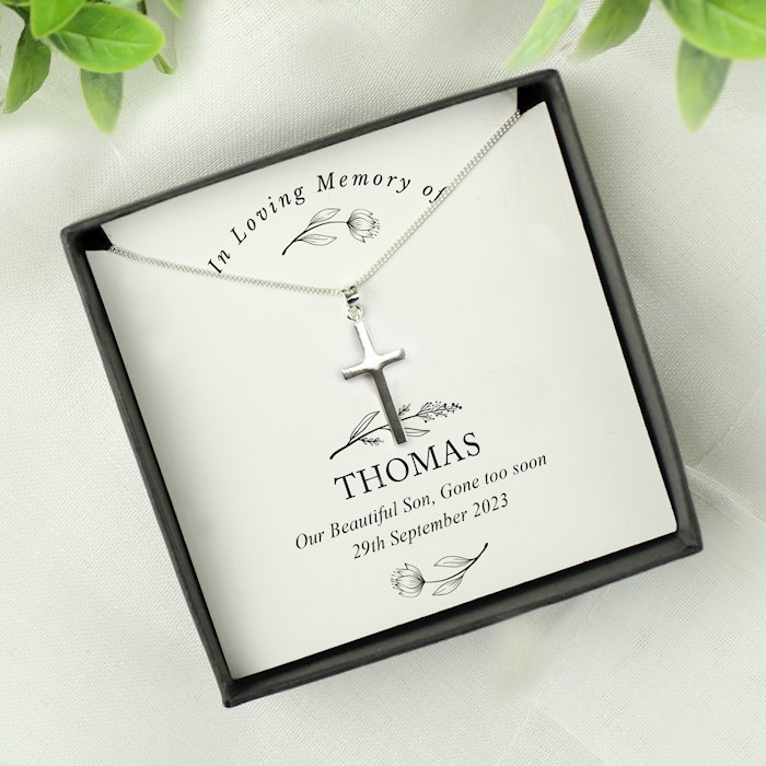 Personalised In Loving Memory Cross Sentiment Necklace and Box ...