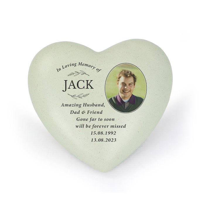Personalised In Loving Memory Photo Upload Memorial Resin Heart ...