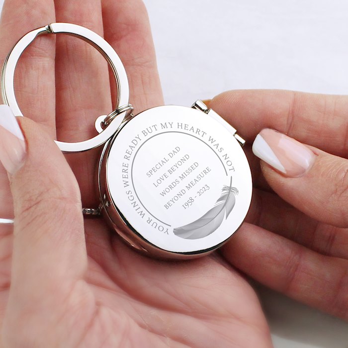 Personalised In Loving Memory Round Photo Keyring | SpecialMoment.co.uk