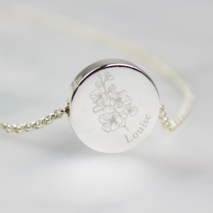 Personalised July Birth Flower Necklace and Box | SpecialMoment.co.uk