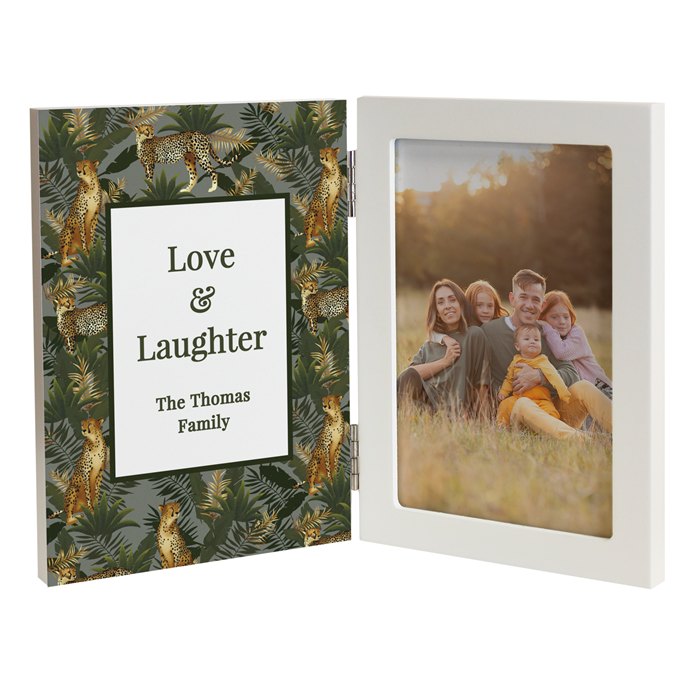 Personalised Leopard Print Wooden Hinged 6x4 Photo Frame ...