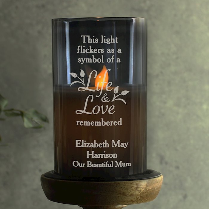 Personalised Life & Love Memorial Smoked LED Candle | SpecialMoment.co.uk