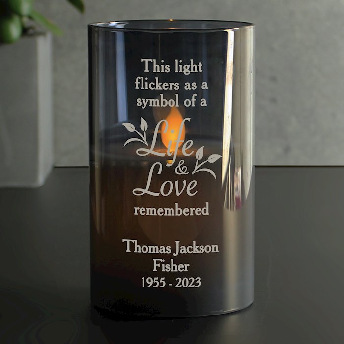 Personalised Life & Love Memorial Smoked LED Candle | SpecialMoment.co.uk
