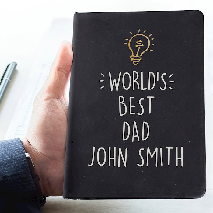 Personalised Light Bulb Black Hardback Notebook | SpecialMoment.co.uk