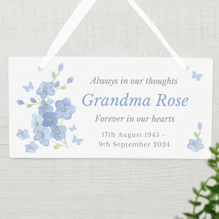 Personalised Memorial Forget Me Not Wooden Sign | SpecialMoment.co.uk