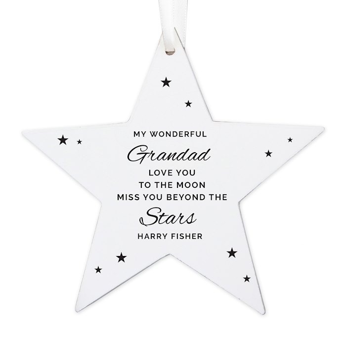 Personalised Miss You Beyond The Stars Wooden Star Decoration ...