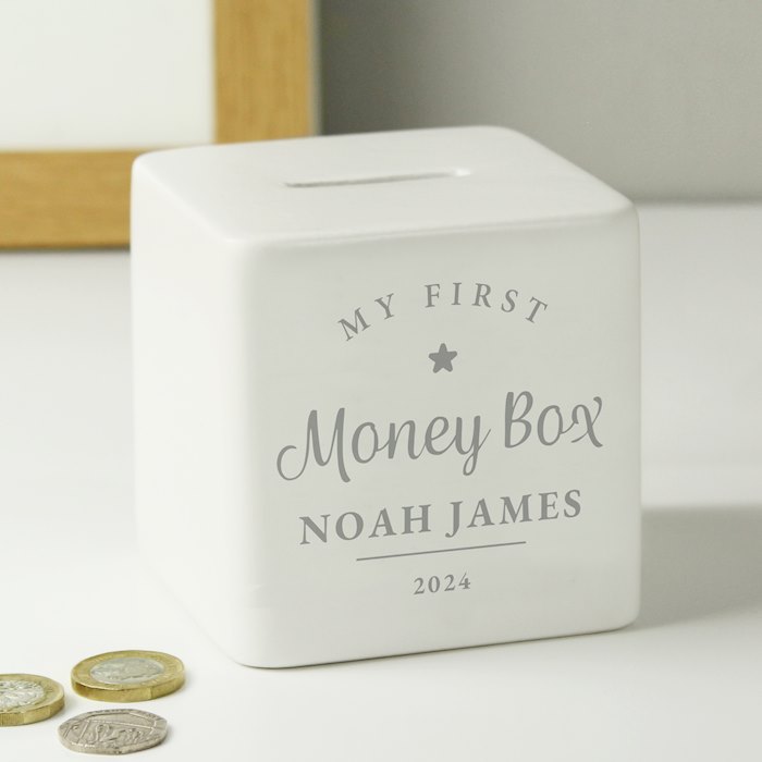 Personalised My First Ceramic Square Money Box | SpecialMoment.co.uk