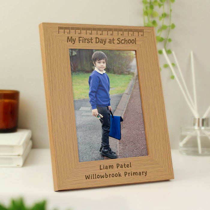 Personalised My First Day at School 5x7 Oak Finish Photo Frame ...