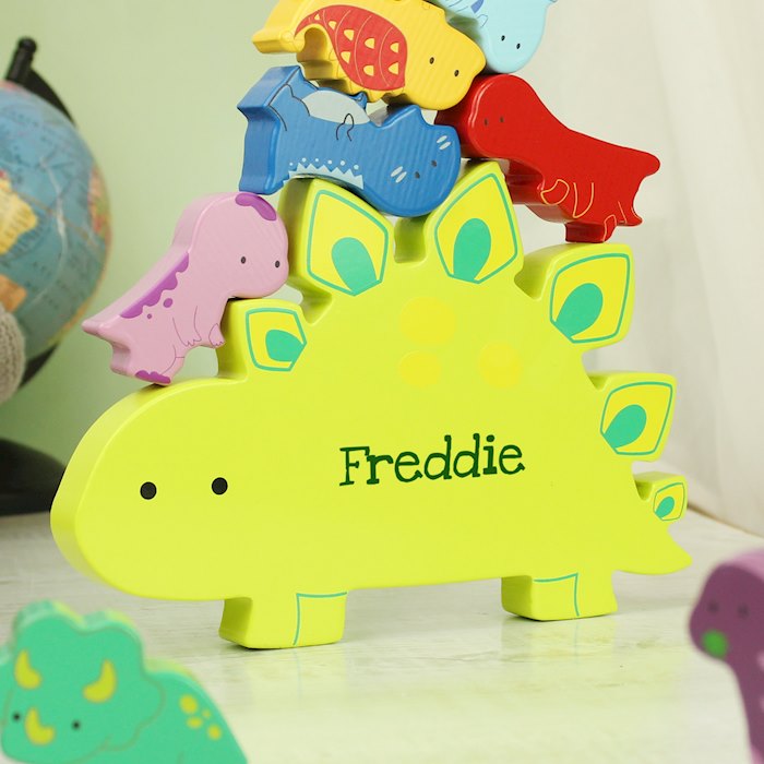 Personalised Name Only Wooden Dinosaur Stacker Toy | SpecialMoment.co.uk