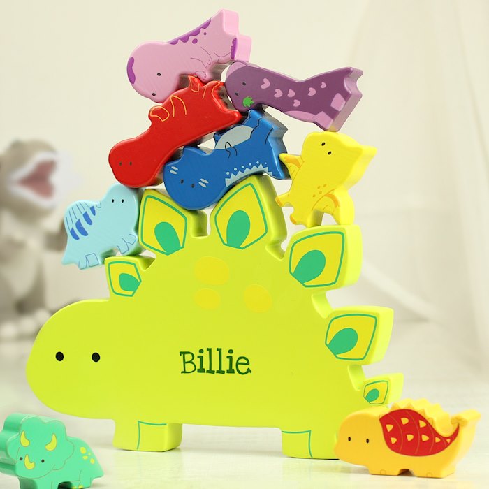 Personalised Name Only Wooden Dinosaur Stacker Toy | SpecialMoment.co.uk