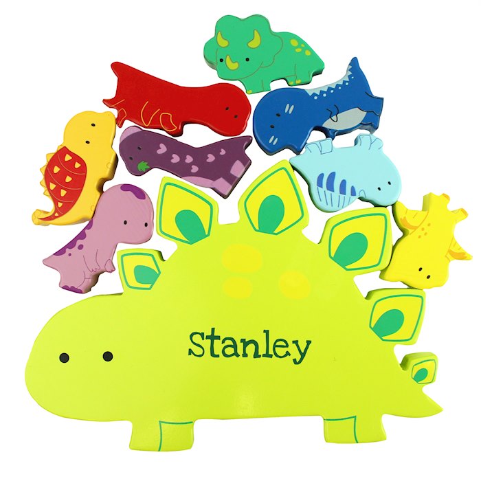 Personalised Name Only Wooden Dinosaur Stacker Toy | SpecialMoment.co.uk