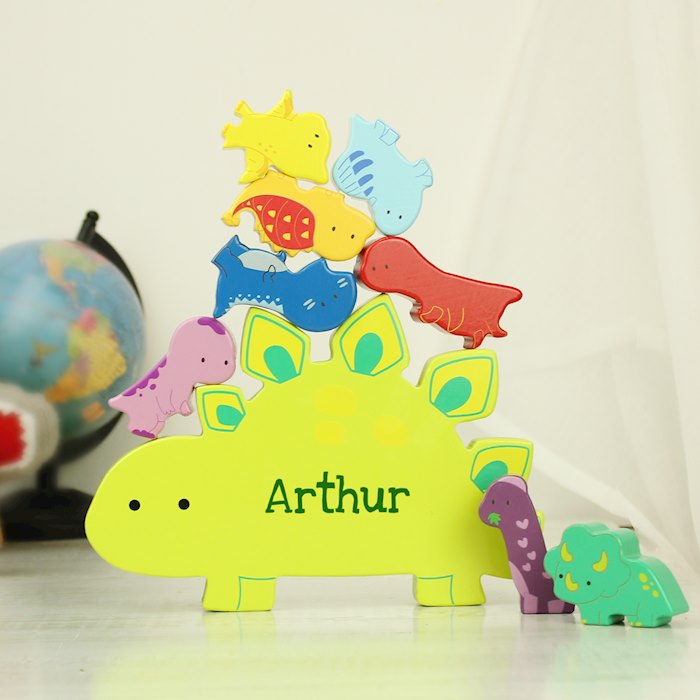 Personalised Name Only Wooden Dinosaur Stacker Toy | SpecialMoment.co.uk