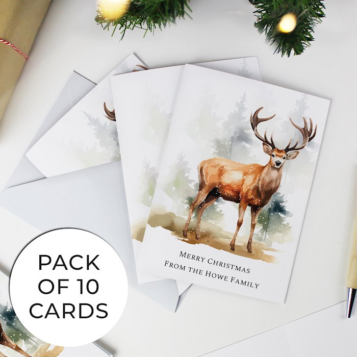 Personalised Pack of 10 Christmas Cards - Stag | SpecialMoment.co.uk