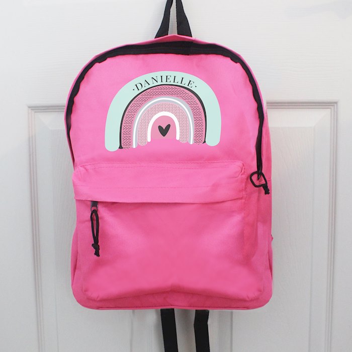 Personalised Pastel Rainbow Pink Backpack | SpecialMoment.co.uk