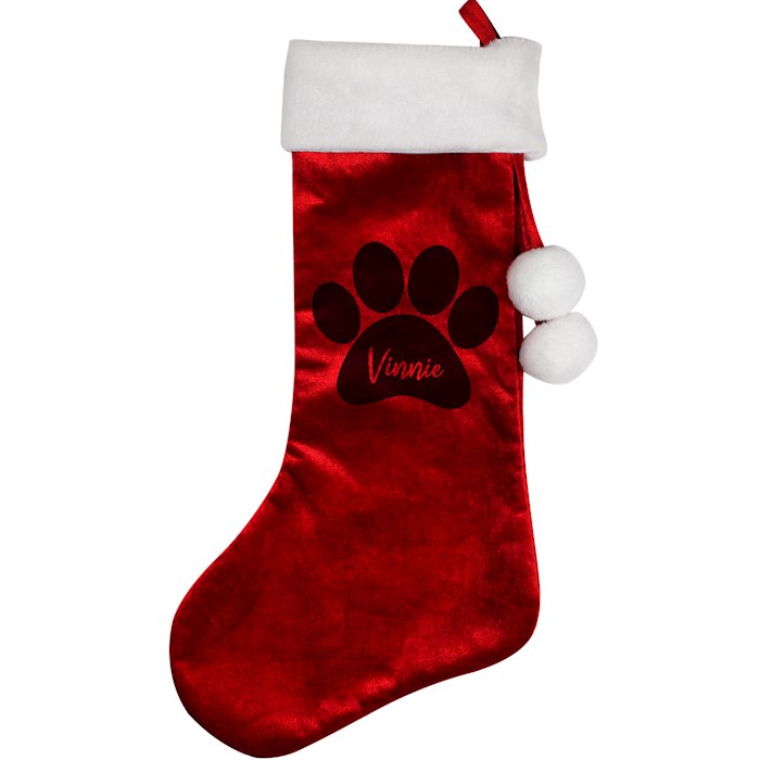 Personalised Paw Print Red Stocking | SpecialMoment.co.uk