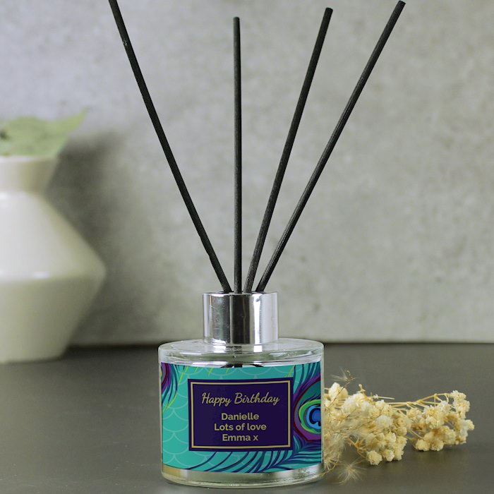 Personalised Peacock Reed Diffuser | SpecialMoment.co.uk