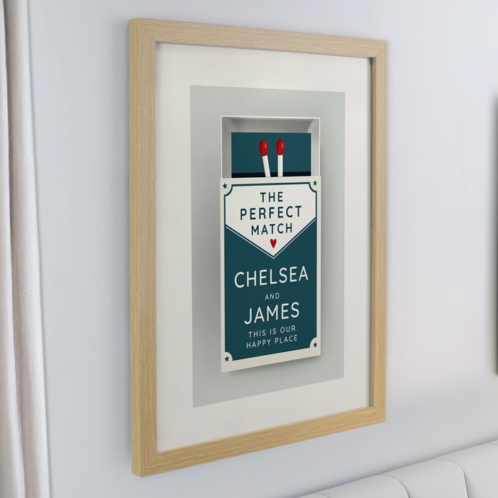 Personalised Perfect Match Oak Poster Frame | SpecialMoment.co.uk