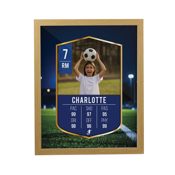 Personalised Photo Upload Football Card Football Oak Poster Frame ...