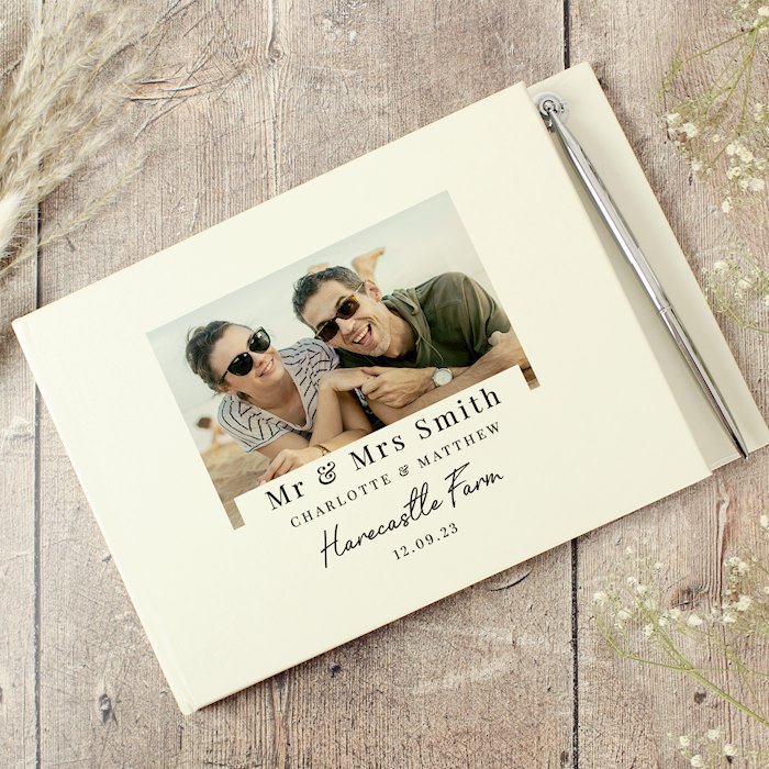 Personalised Photo Upload Hardback Guest Book & Pen | SpecialMoment.co.uk