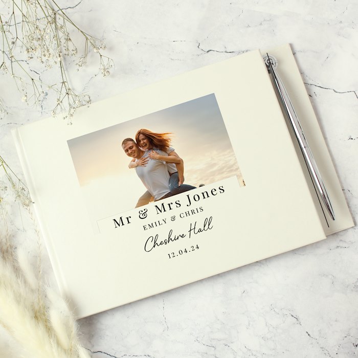 Personalised Photo Upload Hardback Guest Book & Pen | SpecialMoment.co.uk