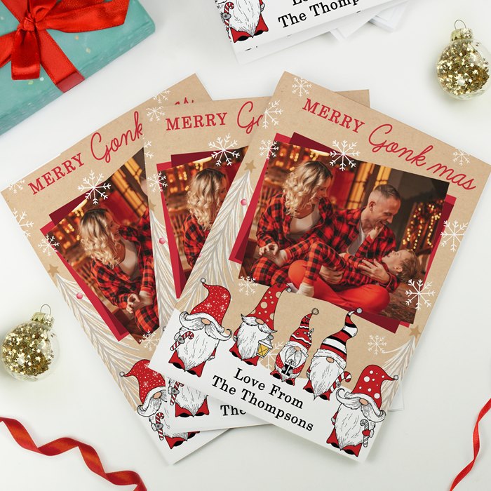 Personalised Photo Upload Pack of 10 Gonk Christmas Cards ...
