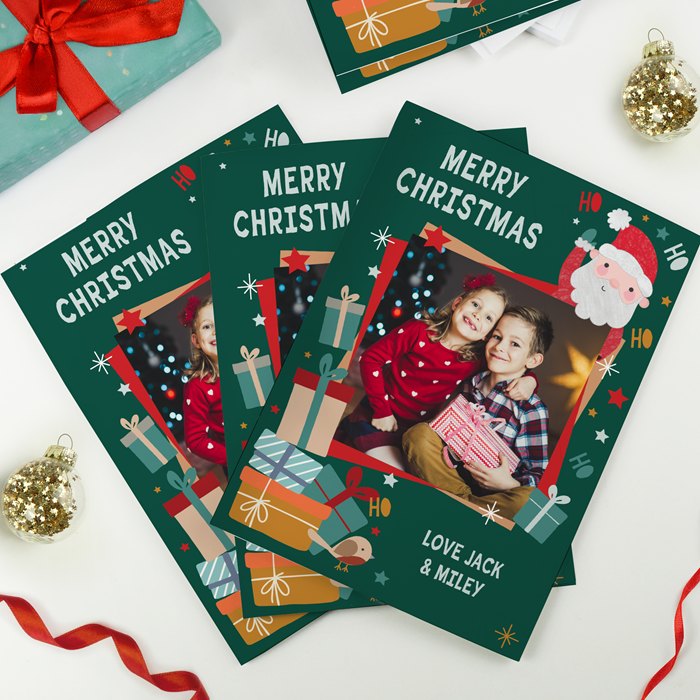 Personalised Photo Upload Pack of 10 Santa Christmas Cards ...