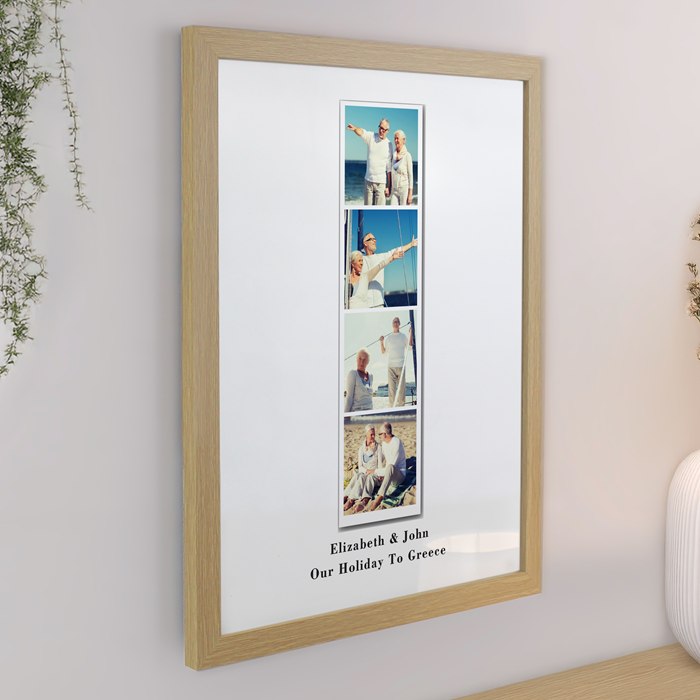 Personalised Photo Upload Strip Oak Poster Frame | SpecialMoment.co.uk