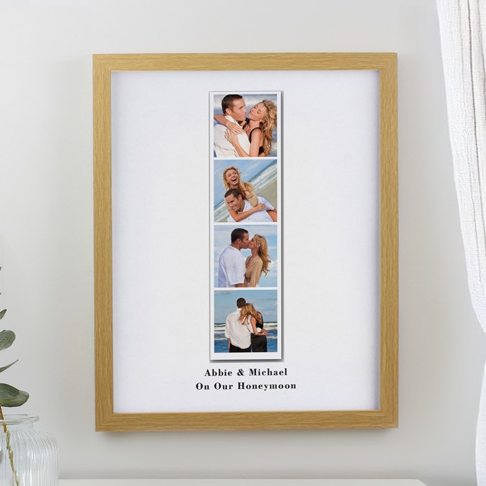 Personalised Photo Upload Strip Oak Poster Frame | SpecialMoment.co.uk