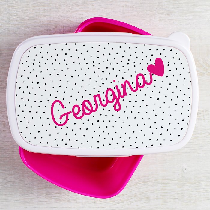 Personalised Pink Heart Name Only Pink Lunch Box | SpecialMoment.co.uk