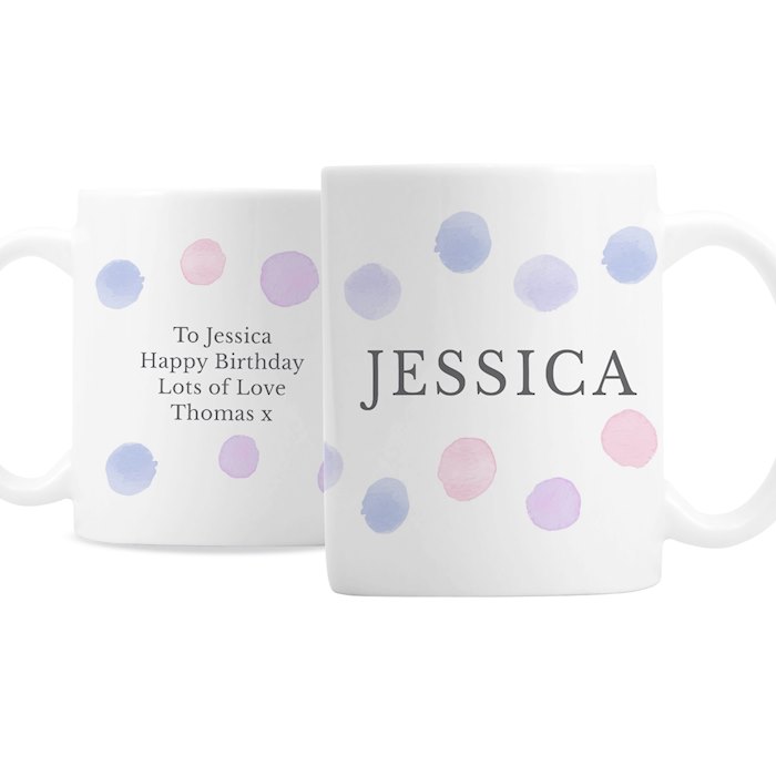 Personalised Pink Spot Mug | SpecialMoment.co.uk