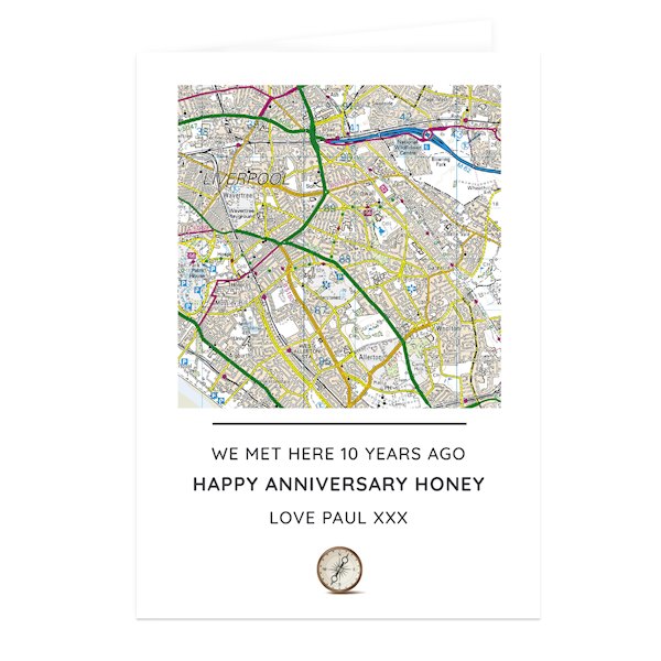 Personalised Present Day Map Compass Card | SpecialMoment.co.uk