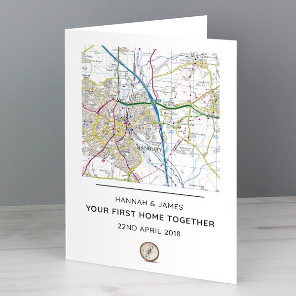Personalised Present Day Map Compass Card | SpecialMoment.co.uk