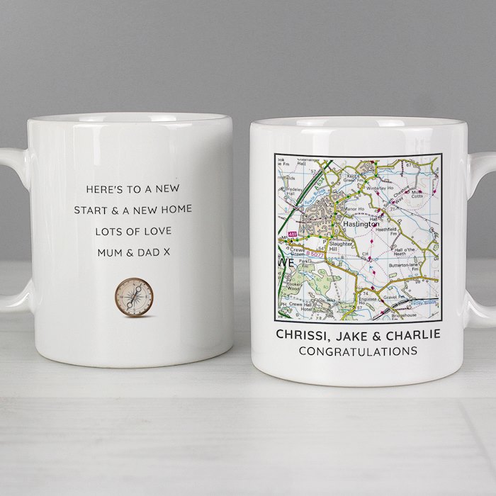 Personalised Present Day Map Compass Mug | SpecialMoment.co.uk
