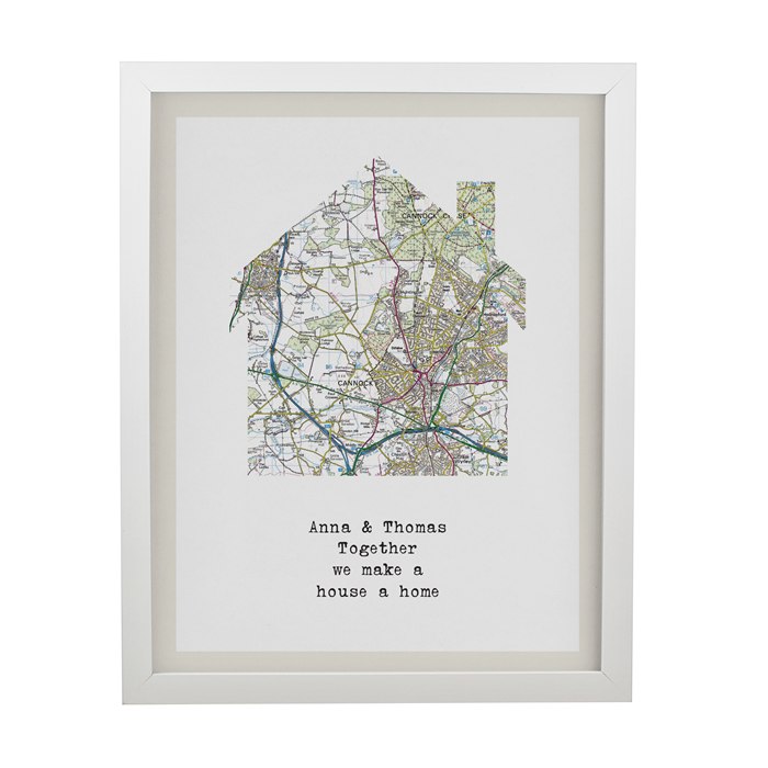 Personalised Present Day Map Home White Poster Frame | SpecialMoment.co.uk
