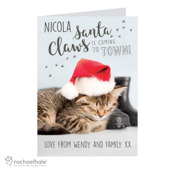 Personalised Rachael Hale Santa Claws Christmas Cat Card ...