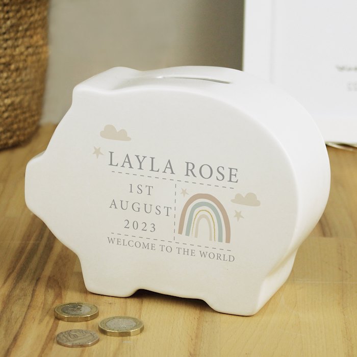 Personalised Rainbow Piggy Bank | SpecialMoment.co.uk