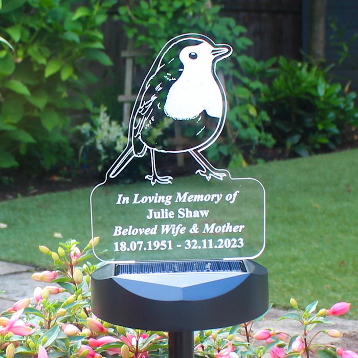 Personalised Robin Memorial Outdoor Solar Light | SpecialMoment.co.uk
