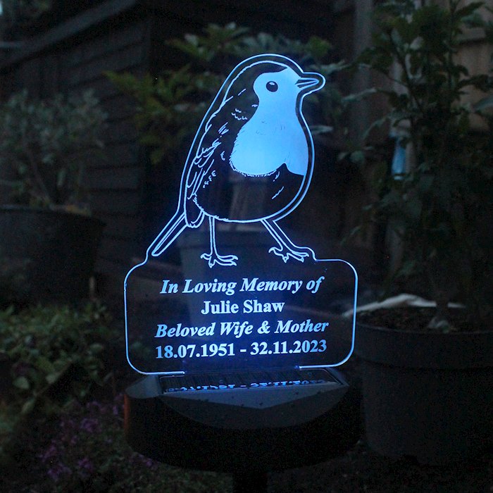 Personalised Robin Memorial Outdoor Solar Light | SpecialMoment.co.uk