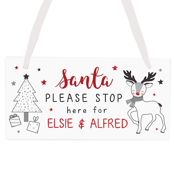 Personalised Rudolph Santa Please Stop Here Sign | SpecialMoment.co.uk