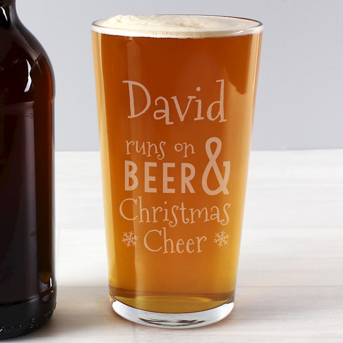 Personalised Runs On Beer & Christmas Cheer Pint Glass | SpecialMoment ...