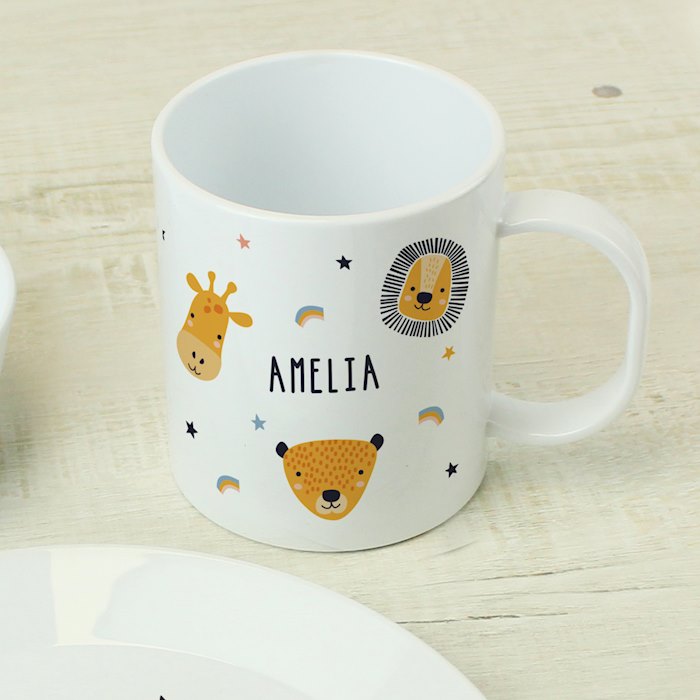 Personalised Safari Animals Plastic Childrens Breakfast Set ...