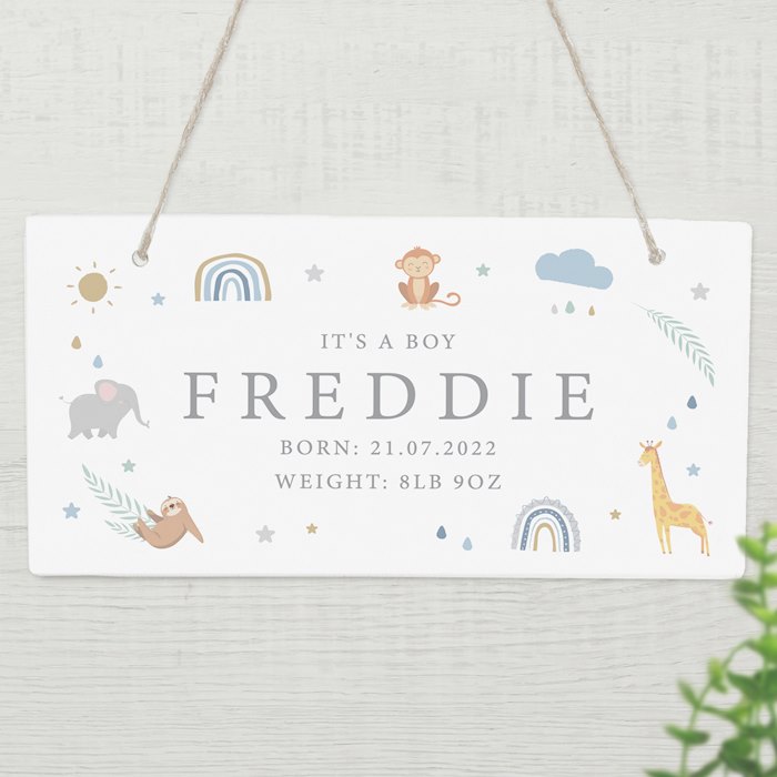 Personalised Safari Animals Wooden Sign | SpecialMoment.co.uk