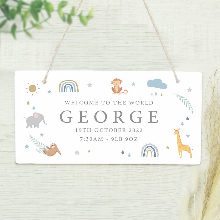 Personalised Safari Animals Wooden Sign | SpecialMoment.co.uk